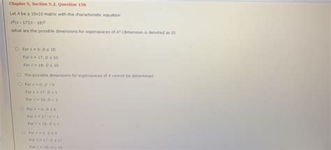 solved chapter 5 section 5 2 question 15b let abe a 10x10