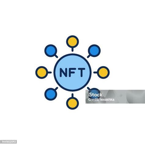 대체 불가능한 토큰 벡터 개념이 있는 원 Nft 기술 컬러 아이콘 가상 이벤트에 대한 스톡 벡터 아트 및 기타 이미지 가상
