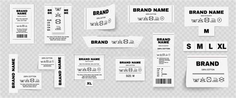 Set Of Wash Label Template With Shadow Laundry Clothing Wash Label