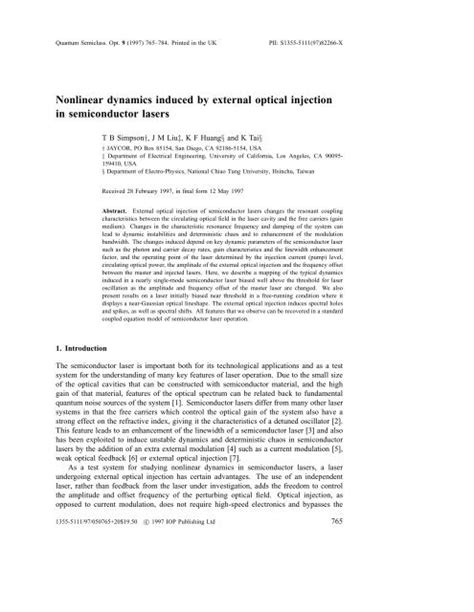 Nonlinear Dynamics Induced By External Optical Injection In