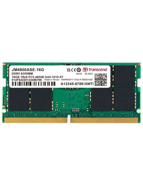Transcend Jetram 16gb 16gbx1 Ddr5 4800mhz Sodimm Laptop Memory
