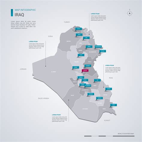 Iraq Vector Map With Infographic Elements Pointer Marks Editable