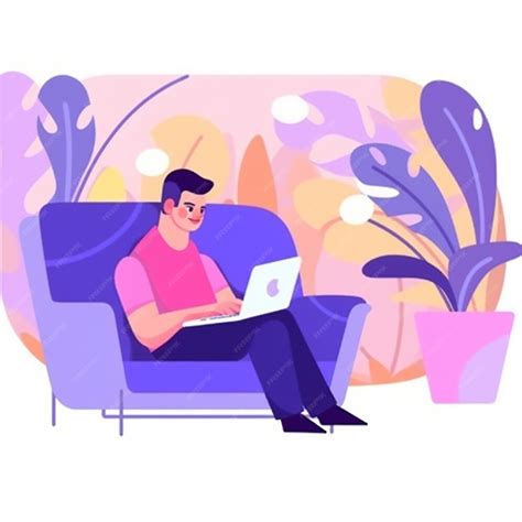 Premium Ai Image Flat Design A Man Sitting In A Chair With A Laptop