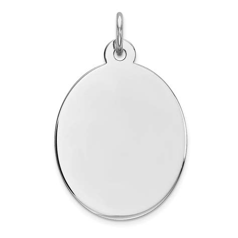 17mm 925 Sterling Silver Engravable Rhod Plate Eng Oval Polish Front