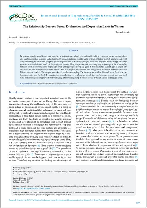 Pdf The Relationship Between Sexual Dysfunction And Depression Levels In Women