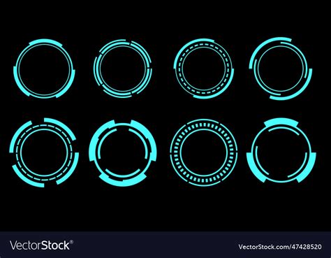 Set Of Sci Fi Blue Circle User Interface Elements Vector Image