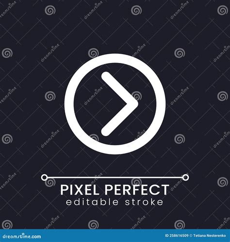 Right Direction Pointer Pixel Perfect White Linear Ui Icon For Dark Theme Stock Vector