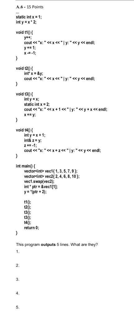 Solved A Points Static Int X Int Y X Void T Y T Chegg