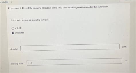 Experiment 1 Record The Intensive Properties Of The