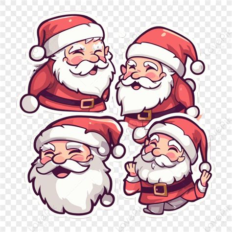 회색 배경 클립 아트에 고립 된 크리스마스 산타 클로스 스티커 세트 벡터상표 Png 일러스트 무료 다운로드 Lovepik