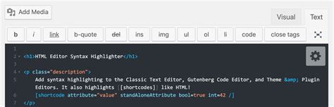 Plugin Html Editor Syntax Highlighter —