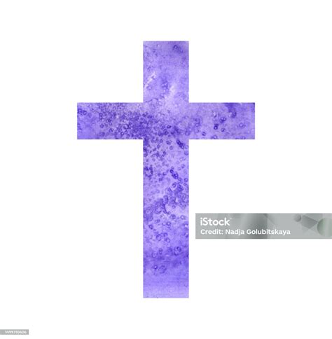 십자가는 흰색 배경에 분리되어 있습니다 푸른 수채화 종교 상징입니다 추상적인 화려한 부활절 인쇄 세례와 첫 영성체 디자인을 위한 파란색 손으로 그린 그림 단순한 예술 예술