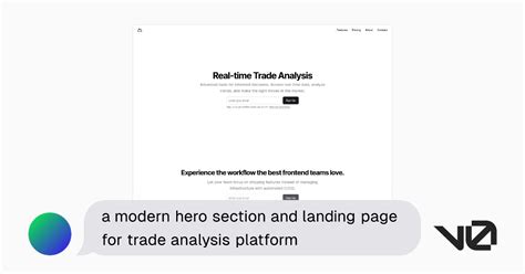 a modern hero section and landing page for trade analysis platform a