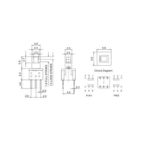 Push Button 6 Pins Self Locking 5 8x5 8mm Makers Electronics