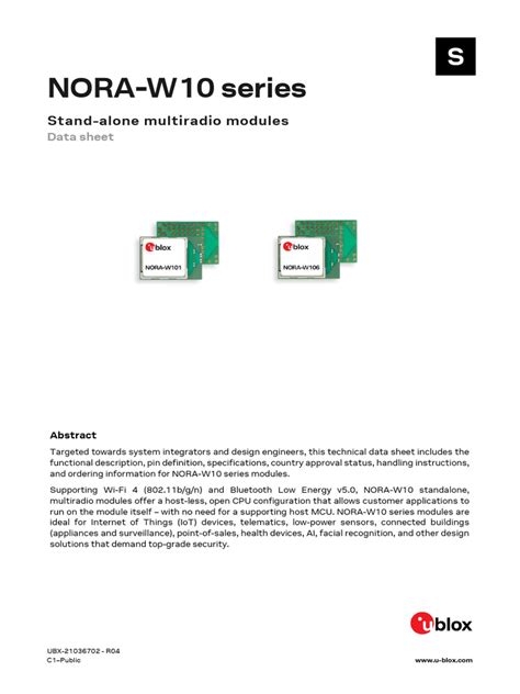 Nora W10 Datasheet Ubx 21036702 Pdf Ieee 80211 Wi Fi