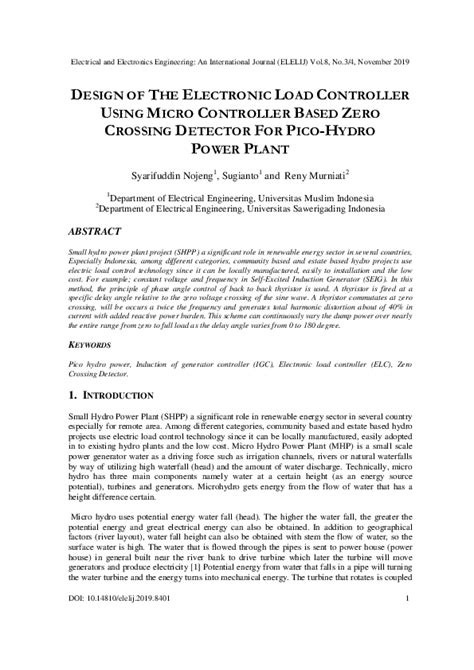 Pdf The Electronic Load Controller Using Micro Controller Based Zero