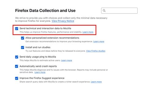 Manage Technical And Interaction Data Collection Settings In Firefox