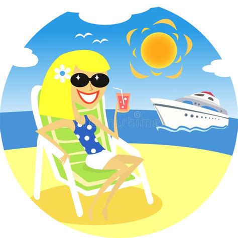 Girl On Beach Stock Vector Illustration Of Relaxation 34909948