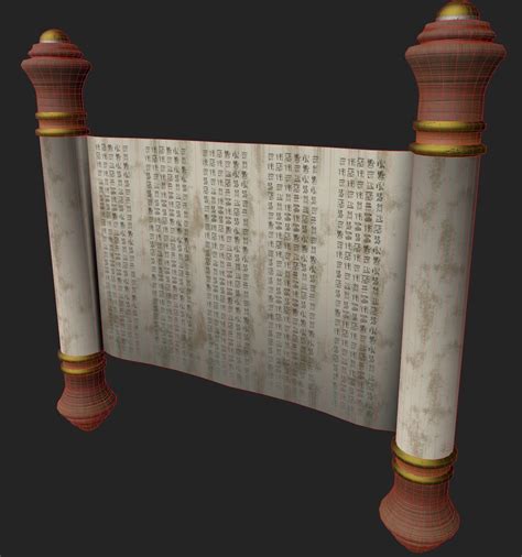 3d Model Papyrus Scroll With Hieroglyphs Vr Ar Low Poly Cgtrader