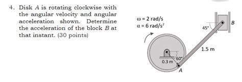 solved 4 disk a is rotating clockwise with the angular