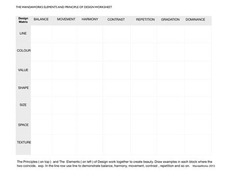 Design Matrix Worksheet