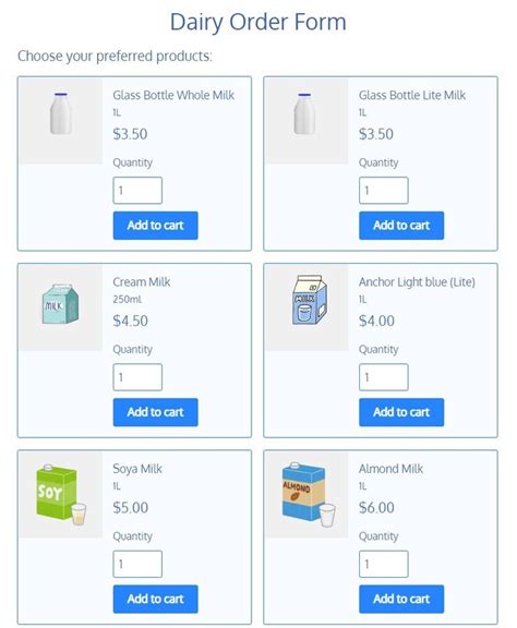 Preference Food Order Form Printable Food Order Form Template