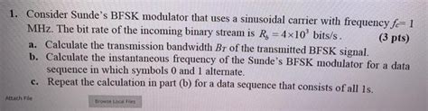 solved 1 consider sunde s bfsk modulator that uses a