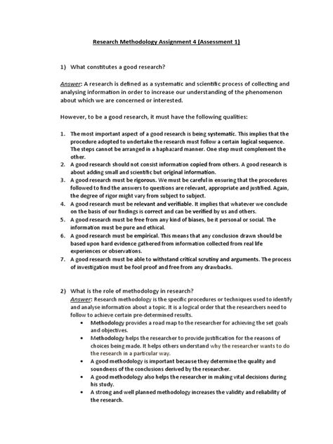 Research Methodology Assignment 4 Pdf Scientific Method Observation