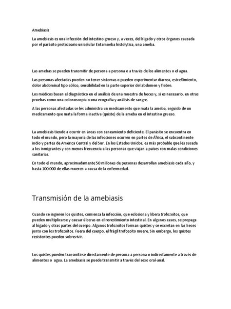 Amebiasis Pdf Diarrea Gastroenterología