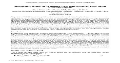 Download Pdf Interpolation Algorithm For Nurbs Curve With Scheduled