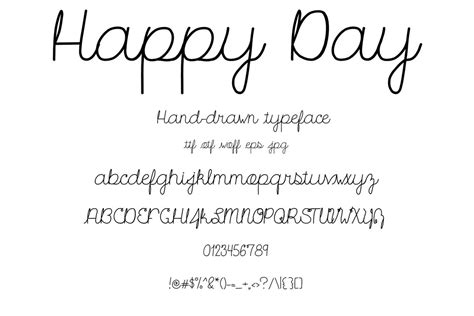 Font Happy Day A Cute Hand Drawn Cursive Script Font Set That Looks Like Natural Handwriting