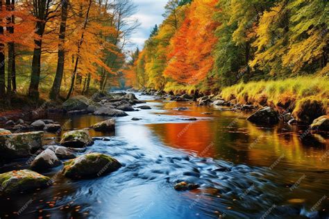 Premium Photo Peaceful Autumn River Nature Wallpaper