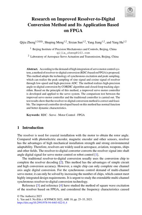 pdf research on improved resolver to digital conversion method and