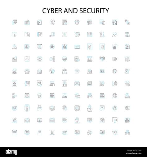 Cyber And Security Icons Signs Outline Symbols Concept Linear Illustration Line Collection