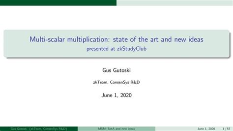 Multi Scalar Multiplication State Of The Art And New Ideas Pdf