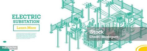 아이소메트릭 에너지 변전소 전기 변압기 개요 개념 벡터 그림입니다 녹색 유통망의 일부 전기 변전소에 대한 스톡 벡터 아트 및 기타 이미지 Istock