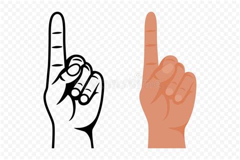 Vector Human Hand Pointing Upward With Index Finger Gesture Outline And Colored Isolated Stock