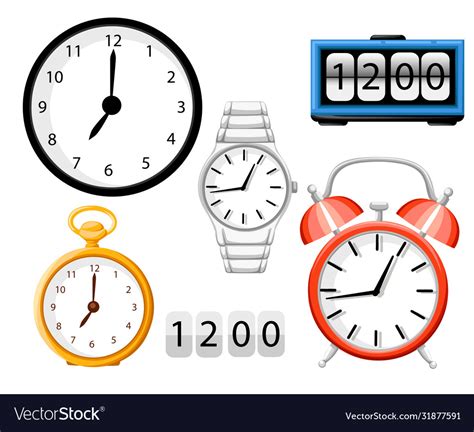 Clock Icon In Flat Style Timer On Color Royalty Free Vector