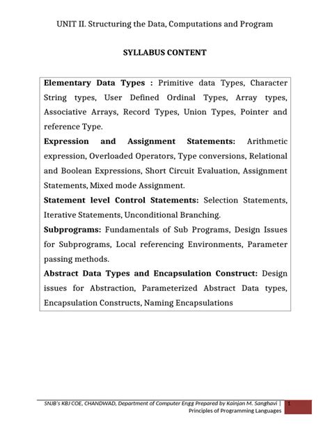 Ppl Notes Unit2 Pdf Data Type Boolean Data Type
