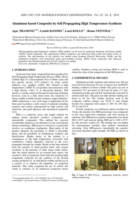 Pdf Aluminum Based Composite By Self Propagating High Temperature Synthesis