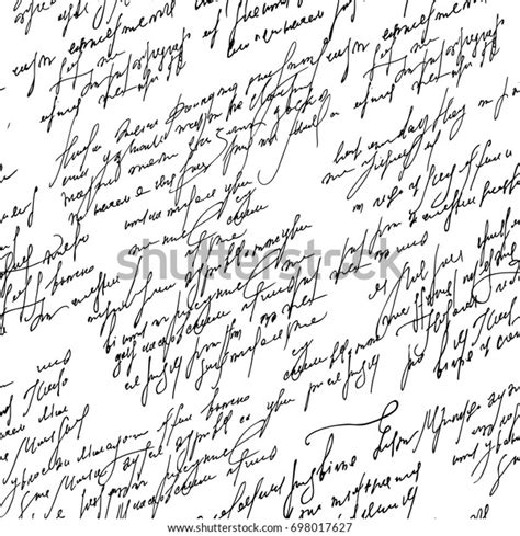 Handwritten Abstract Text Wallpaper Seamless Monochrome Stock Vector