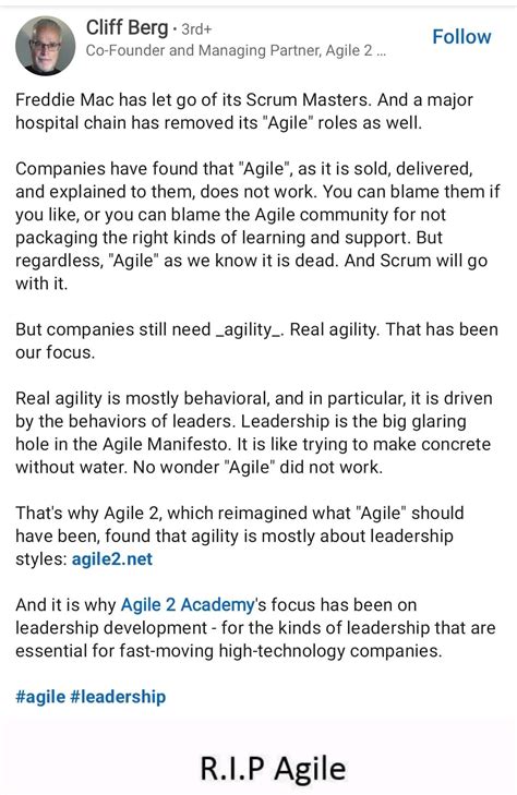 Is Agile Dead R Projectmanagement
