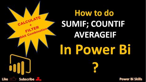 How To Perform Sumif Countif And Averageif In Power Bi With The Help Of Dax Functions Youtube