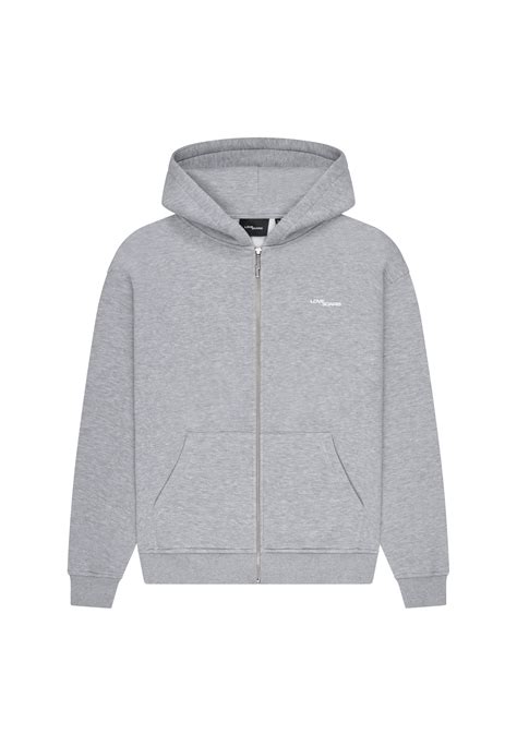 Basic Logo Zip Hoodie Grey Melange Grauer Hoodie Hoodie Sweatshirts