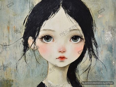 ai创作图少女 插画 梦幻 艺术 绘画 发丝 妆容 脸颊 眼睛 服饰 背景 风格 柔美 质感 色调 昵图网