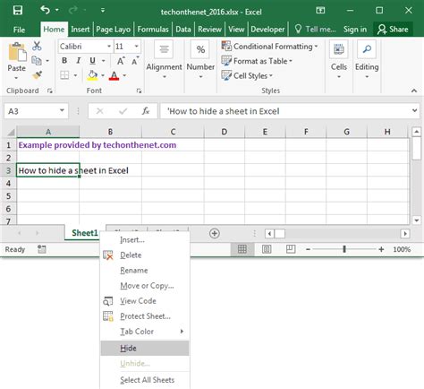 how to hide sheets in excel
