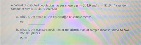 solved a normal distributed population has parameters
