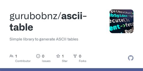 Github Gurubobnzascii Table Simple Library To Generate Ascii Tables