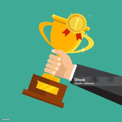 대회와 리더십 그림 고립 첫번째 장소 우승자 개념입니다 벡터입니다 챔피언 트로피 플랫 아이콘입니다 골든 우승자 컵입니다 Championship에 대한 스톡 벡터 아트 및