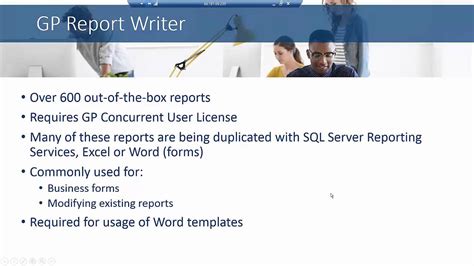 Microsoft Dynamics Gp Report Writer Youtube